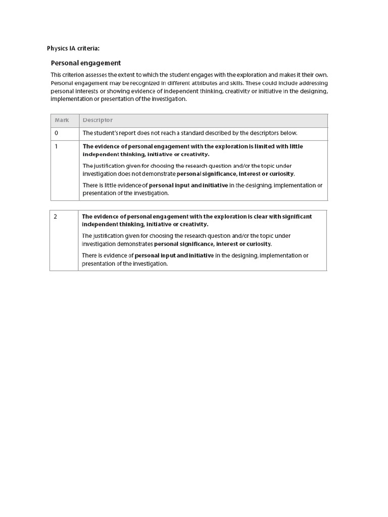 Physics IA Criteria | PDF