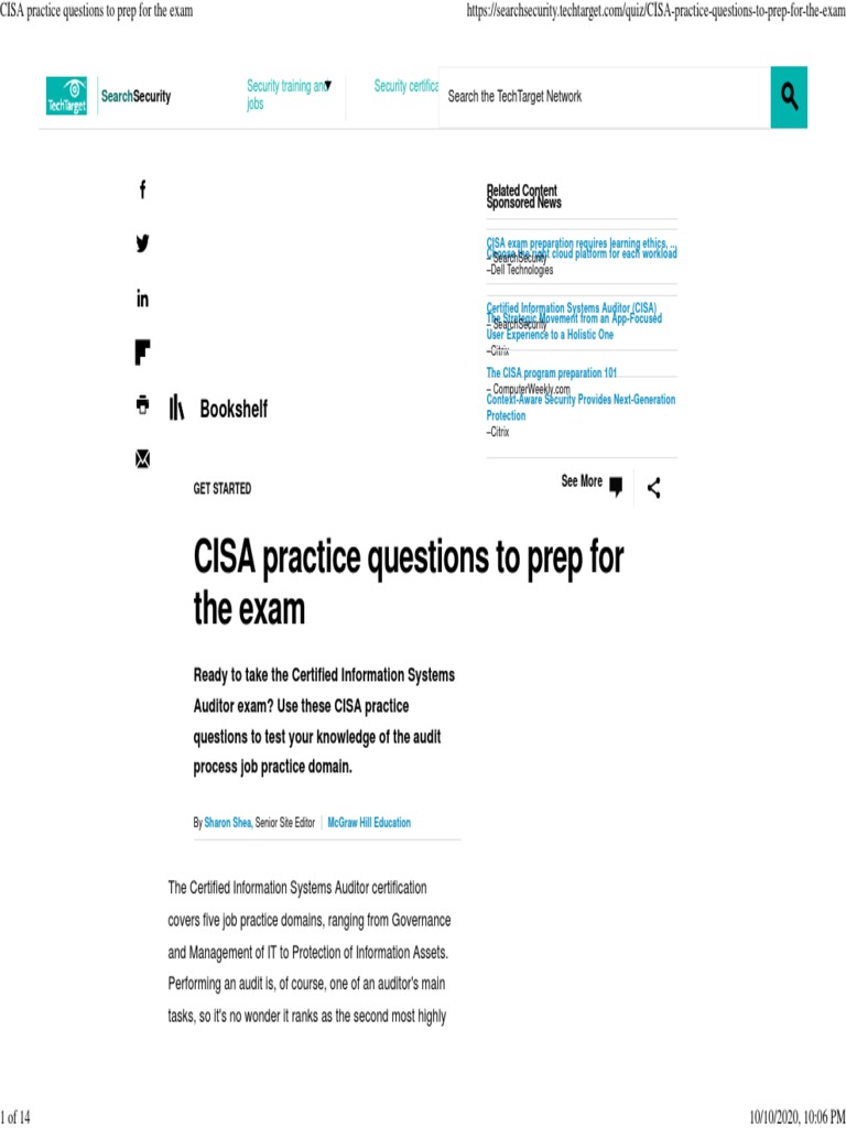 CISA Practice Questions To Prep For The Exam | PDF | Audit | Sampling (Statistics)