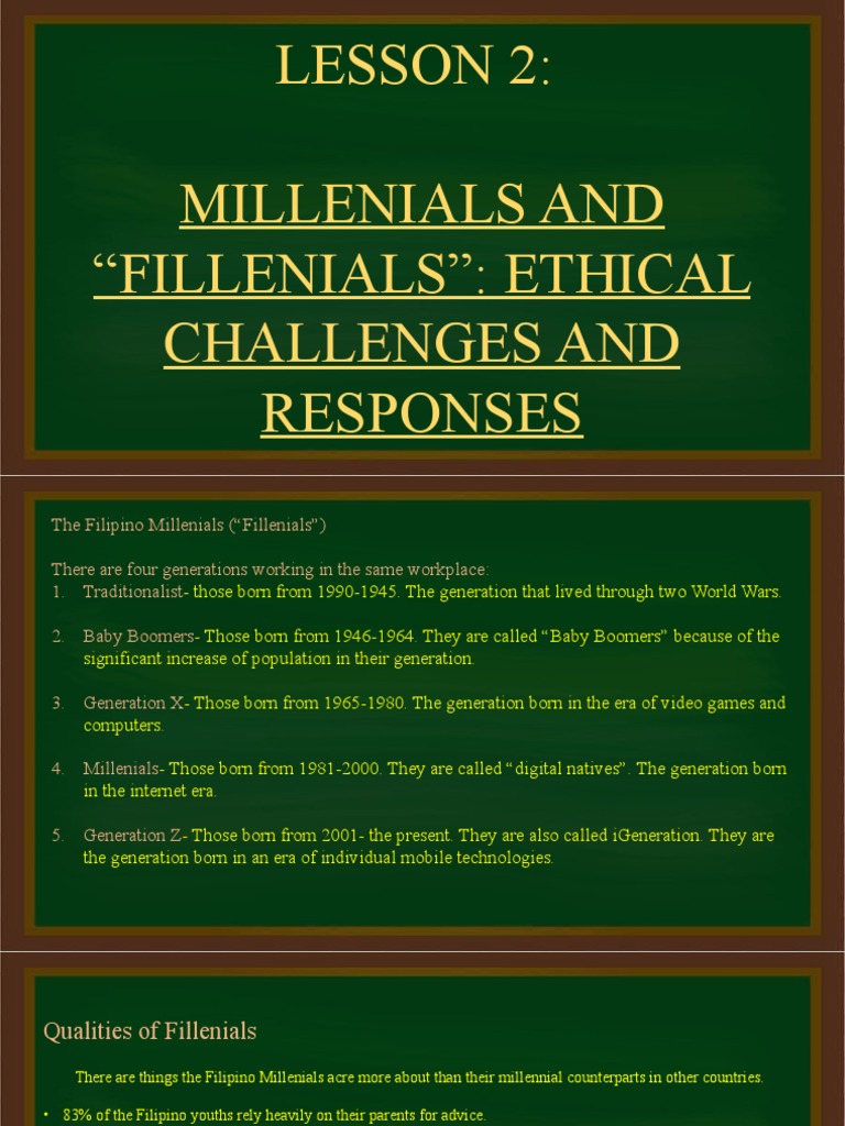 Lesson 2: Millenials and "Fillenials": Ethical Challenges and Responses ...
