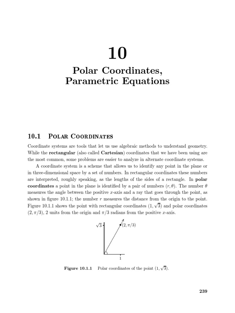 Calculus 10 Polar Coordinates, Parametric Equations PDF | PDF ...