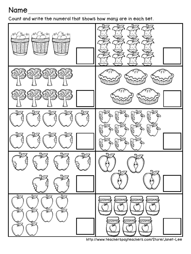 Count and Write The Numeral That Shows How Many Are in Each Set | PDF