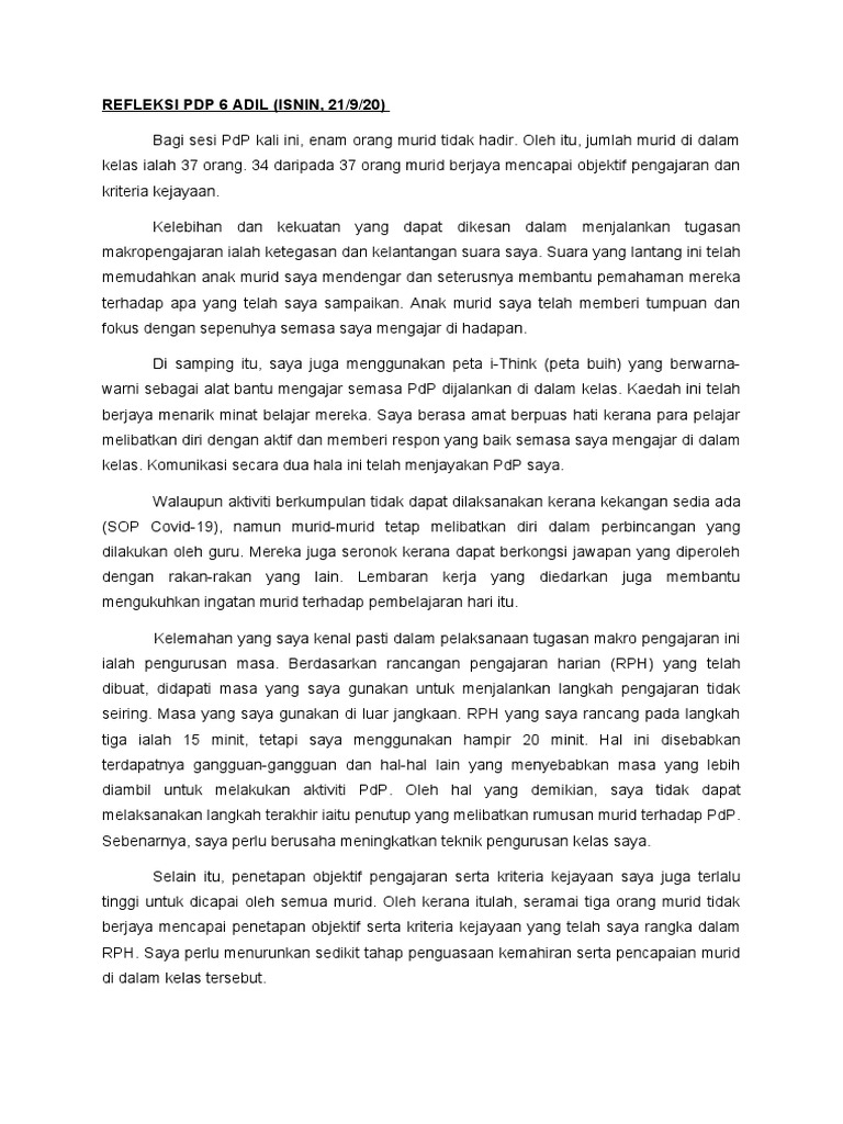 Refleksi PDP 6 Adil | PDF