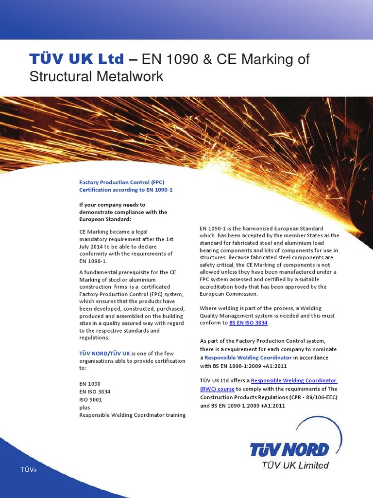EN 1090 & CE Marking of Structural Metalwork: Tüv Uk LTD | PDF | Iso ...