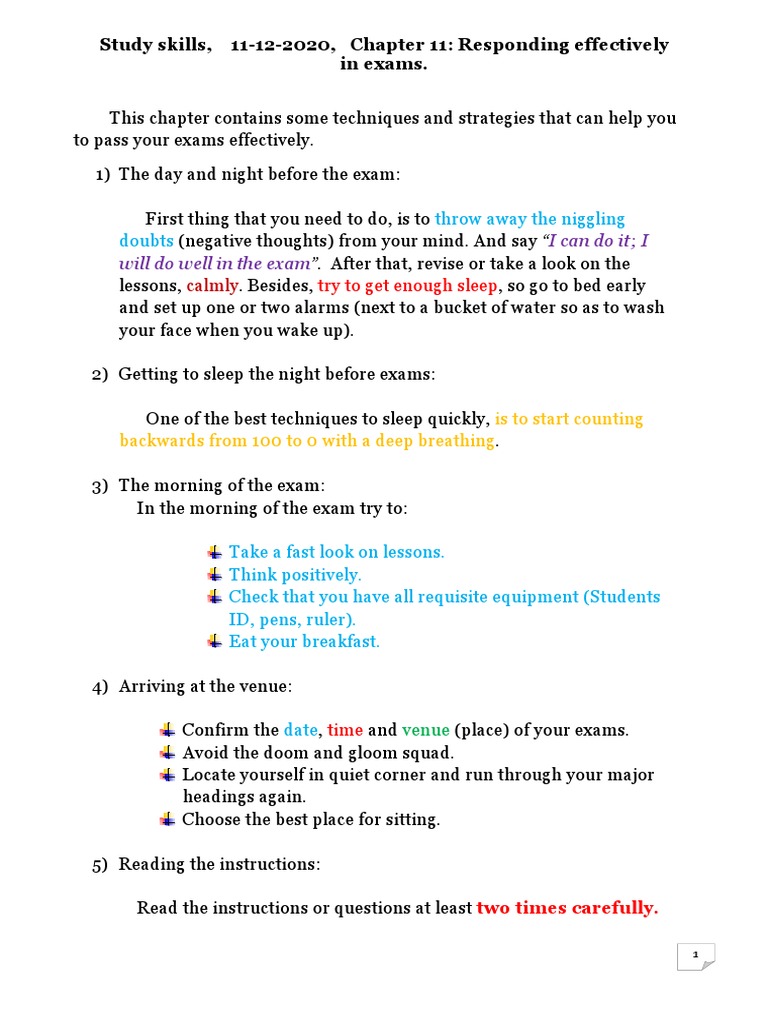 Chapter 11 - Responding Effectively in Exams. | PDF | Study Skills ...
