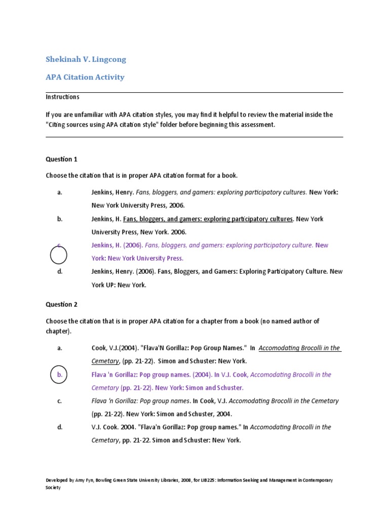 APA Citation Activity | PDF | Information Science