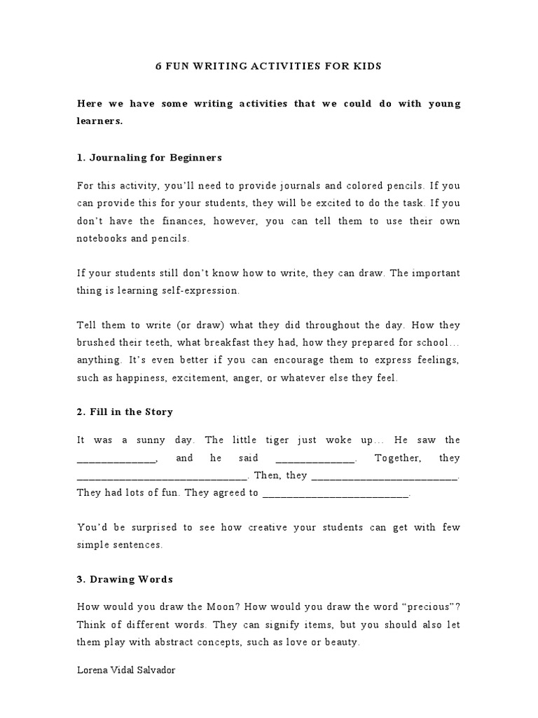 6 Fun Writing Activities For Kids | Download Free PDF | Learning ...