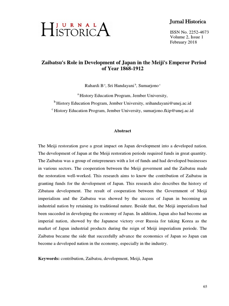 Zaibatsu's Role in Development of Japan in The Meiji's Emperor Period ...