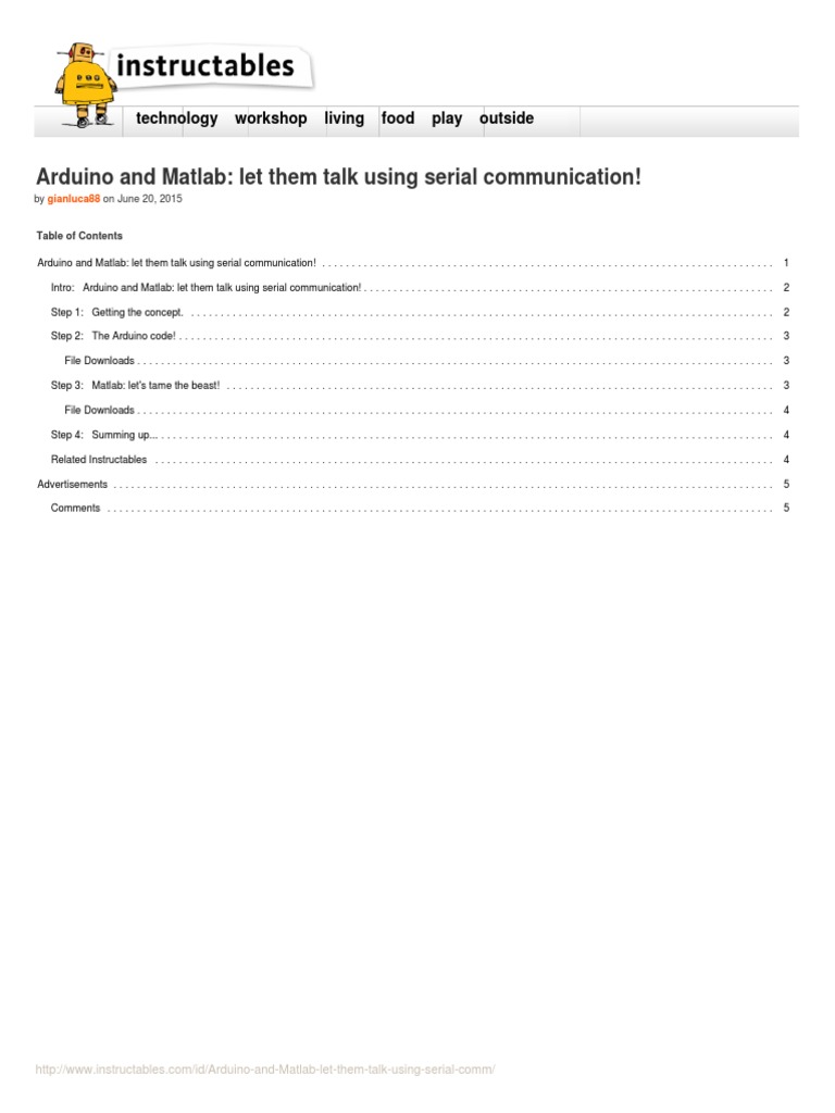 Arduino and Matlab Let Them Talk Using Serial Comm | Download Free PDF ...