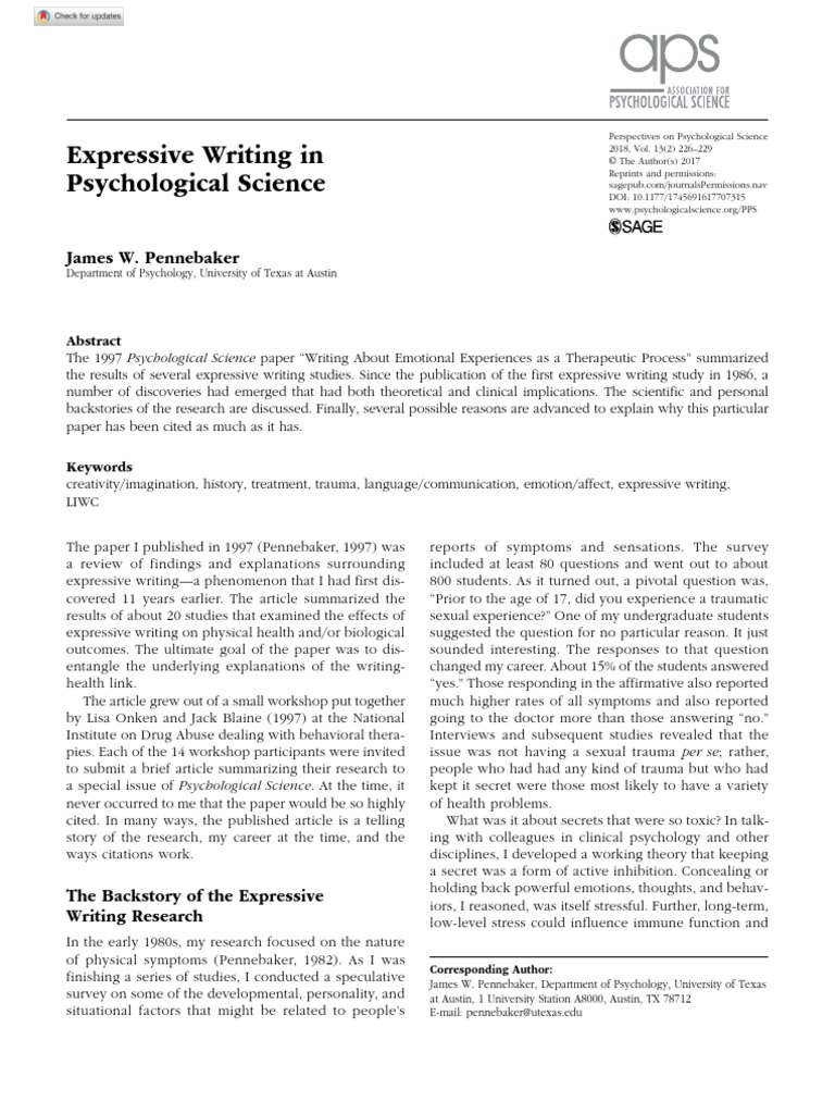 Expressive Writing | PDF | Psychological Trauma | Meta Analysis