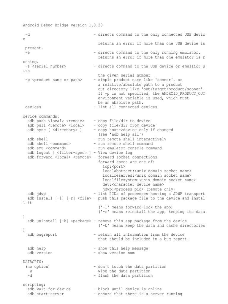 ADB Command | PDF | Command Line Interface | Online And Offline