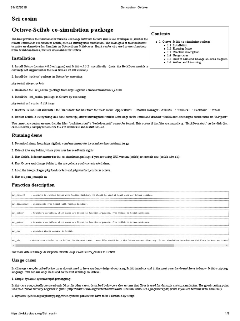 Sci Cosim Octave-Scilab Co-Simulation Package: PKG Install - Forge Sockets | PDF | Computing ...
