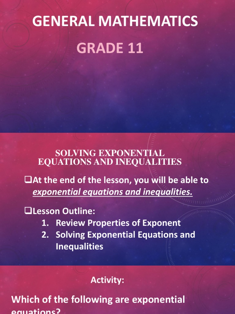 Gen Math Module 6 Solving Exponential Equation and Inequalities ...