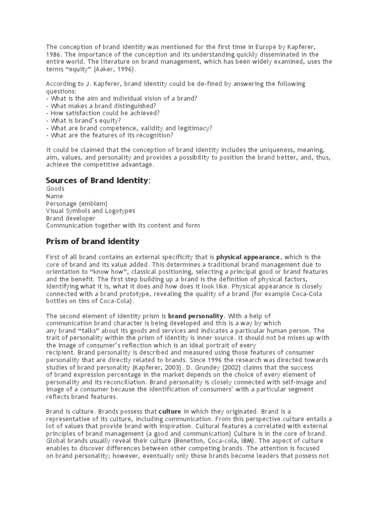 Sources Of Brand Identity Pdf Brand Value Ethics