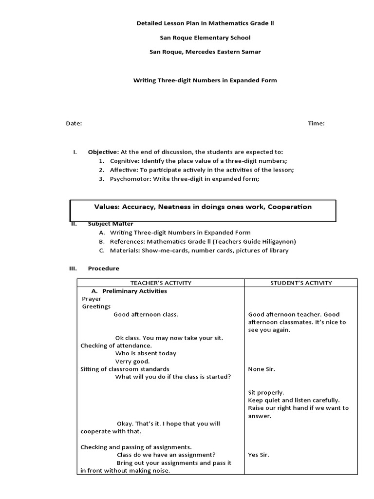 Detailed Lesson Plan in Mathematics Grade 2 | PDF | Lesson Plan | Teachers