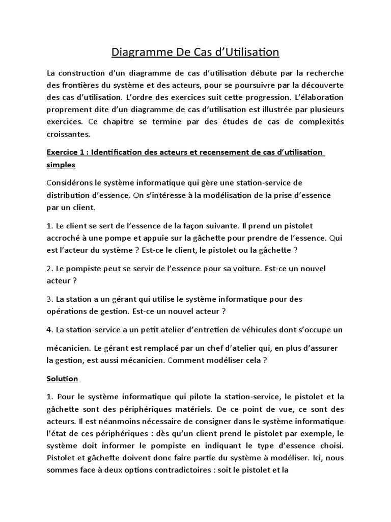 UML TD - 17 - Corr | PDF | Station-service | Cas d'utilisation