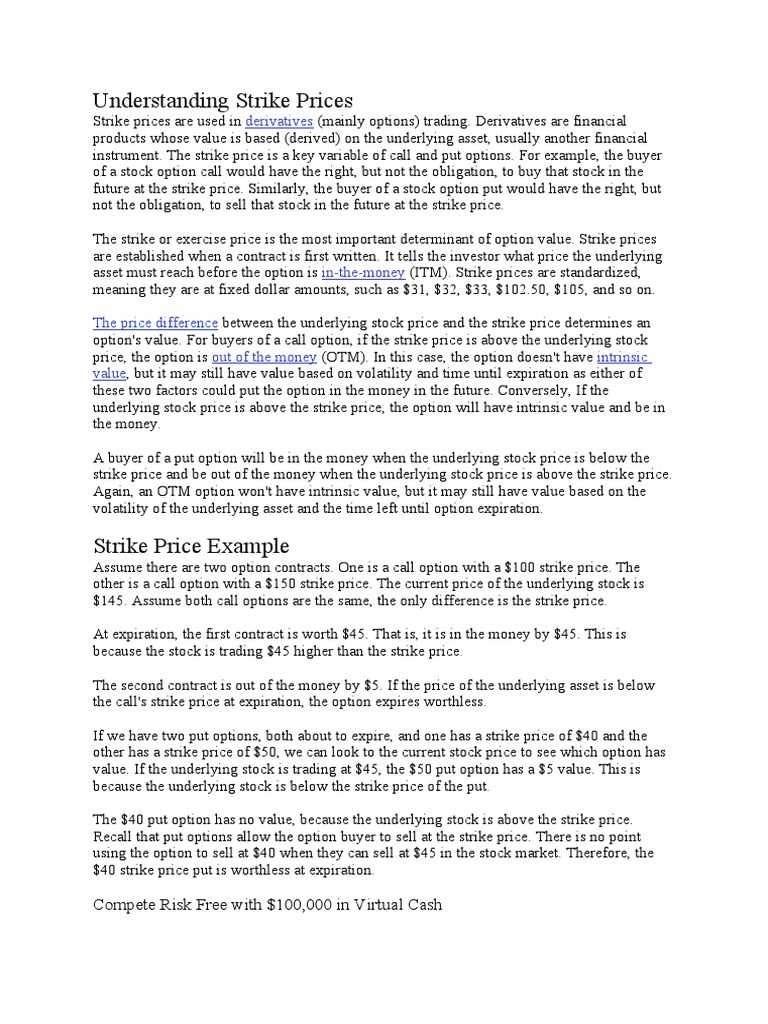 Understanding Option Strike Prices | PDF | Put Option | Option (Finance)