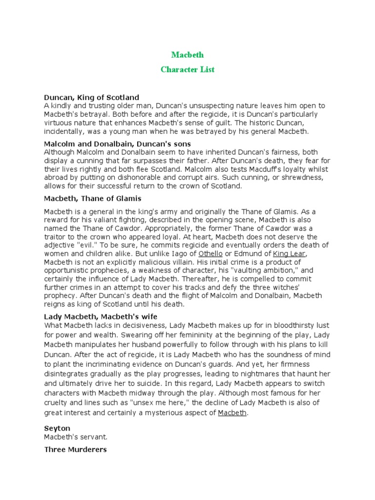 Macbeth Character Analysis: A Guide to Shakespeare's Complex Figures ...