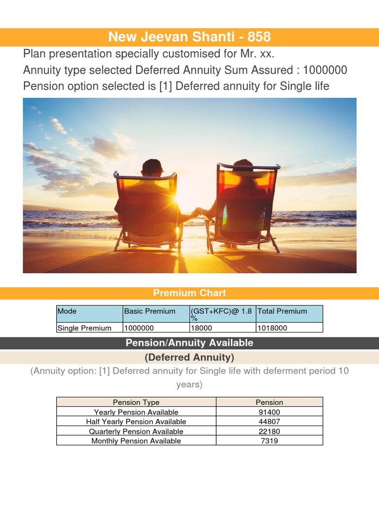 Jeevan Shanthi - Illustration | PDF | Annuity (European) | Life Annuity
