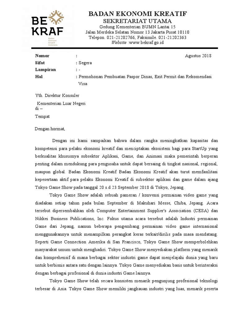 Permohonan Exit Permit Dan Rekomendasi Visa Content TGS B2B Pak Neil ...