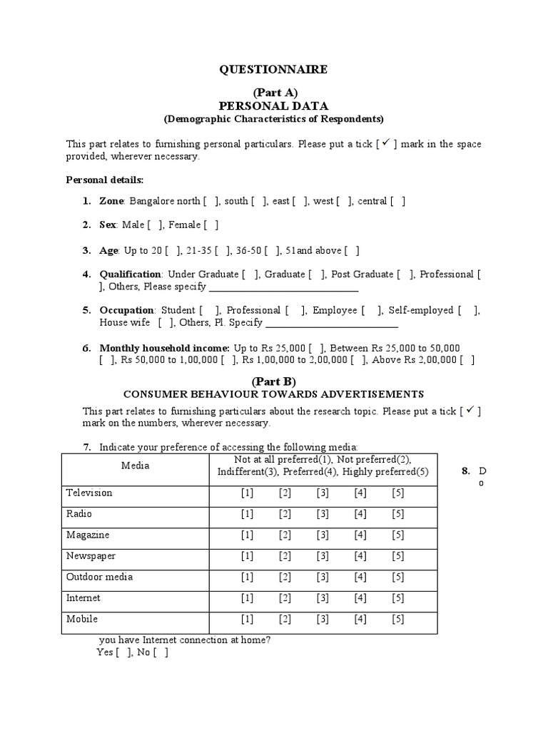 Consumer Behavior Questionnaire on Ads | PDF | Advertising | Social Media