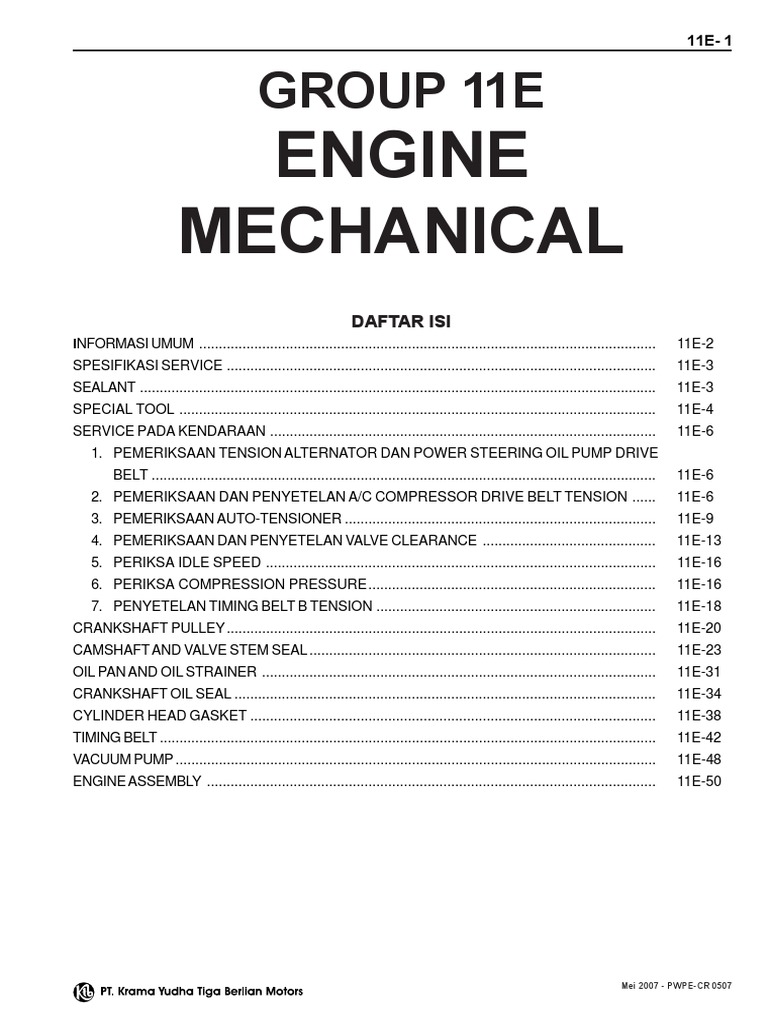 Group 11e Engine Mechanical - PDF | PDF | Belt (Mechanical) | Machines