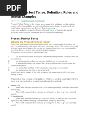Present Perfect Tense Definition Rules And Useful Examples 7esl Past