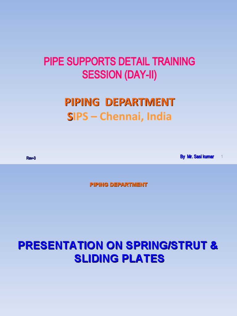 Pipe Supports Detail Training Session (Day-Ii) : Piping Department S ...