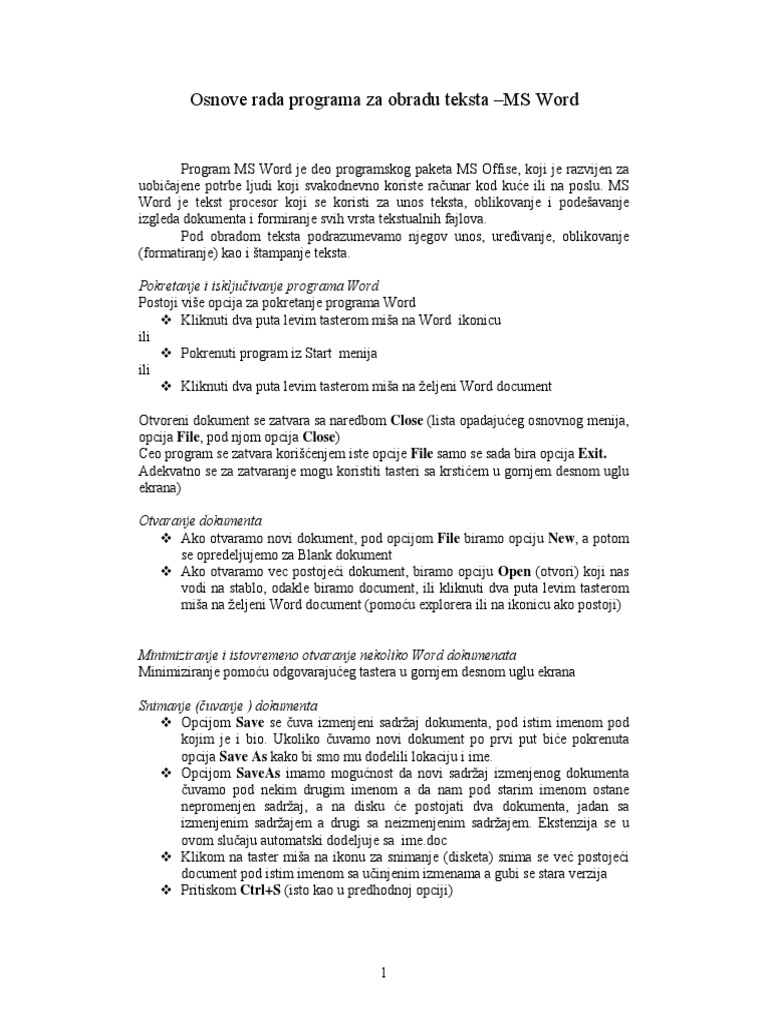 Masfak Kratko Uputstvo Word PDF | PDF