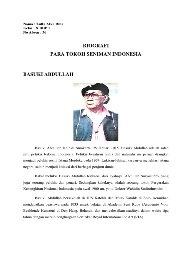 Biografi para Tokoh Seniman Indonesia | PDF