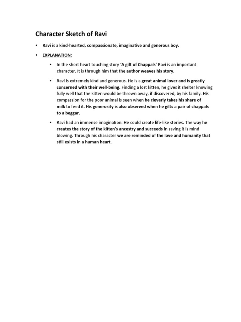 Character Sketch of Ravi | PDF