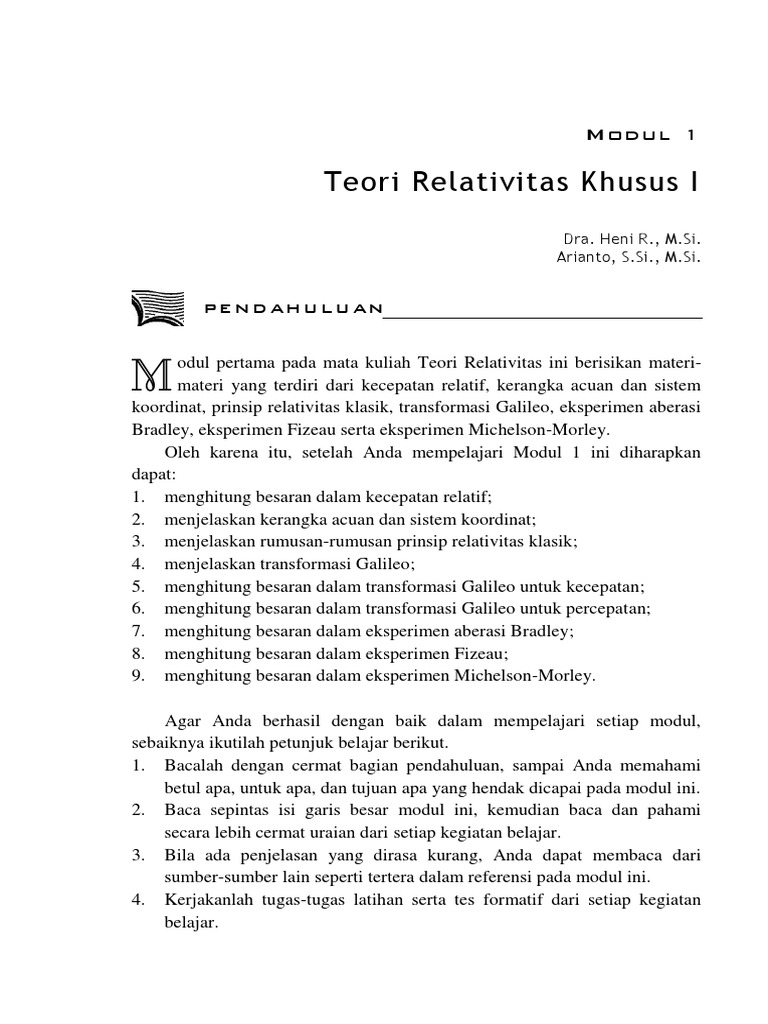 Teori Relativitas Khusus | PDF