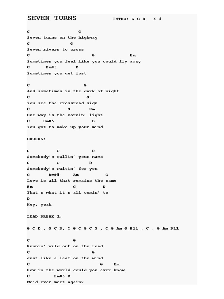 SEVEN TURNS Chords | PDF