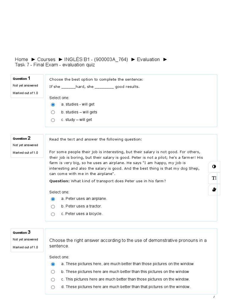 Task 7 - Final Exam - Evaluation Quiz | PDF | Bus | Question