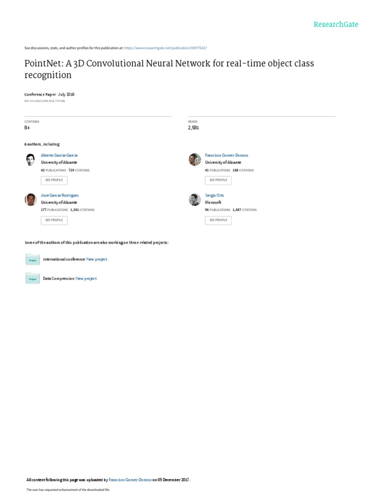 Pointnet: A 3D Convolutional Neural Network For Real-Time Object Class Recognition | PDF | Deep ...