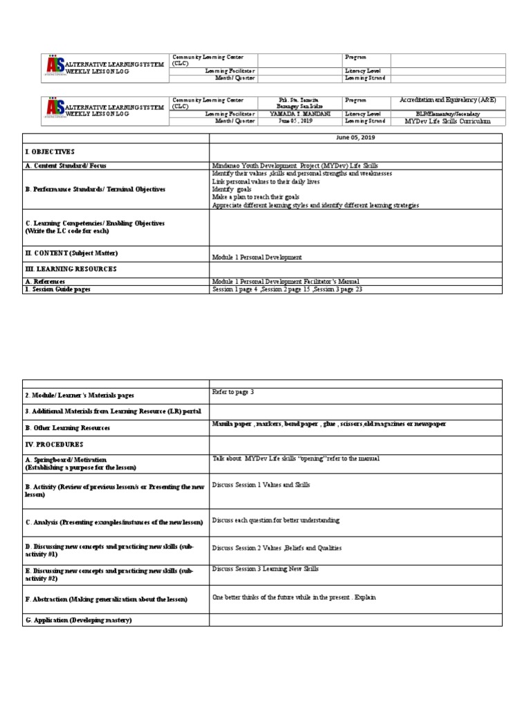 Prk. Sta. Teresita Barangay San Isidro Yamada T. Mandani BLP/Elementary/Secondary | PDF ...