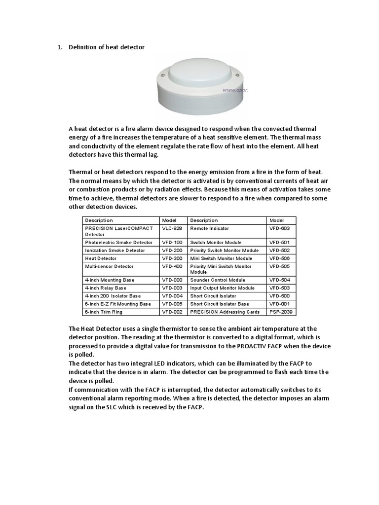 Definition of Heat Detector | PDF | Sensor | Fires