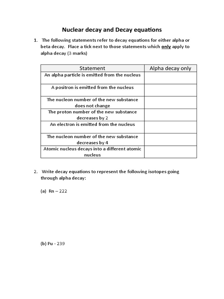 Decay Equations | PDF