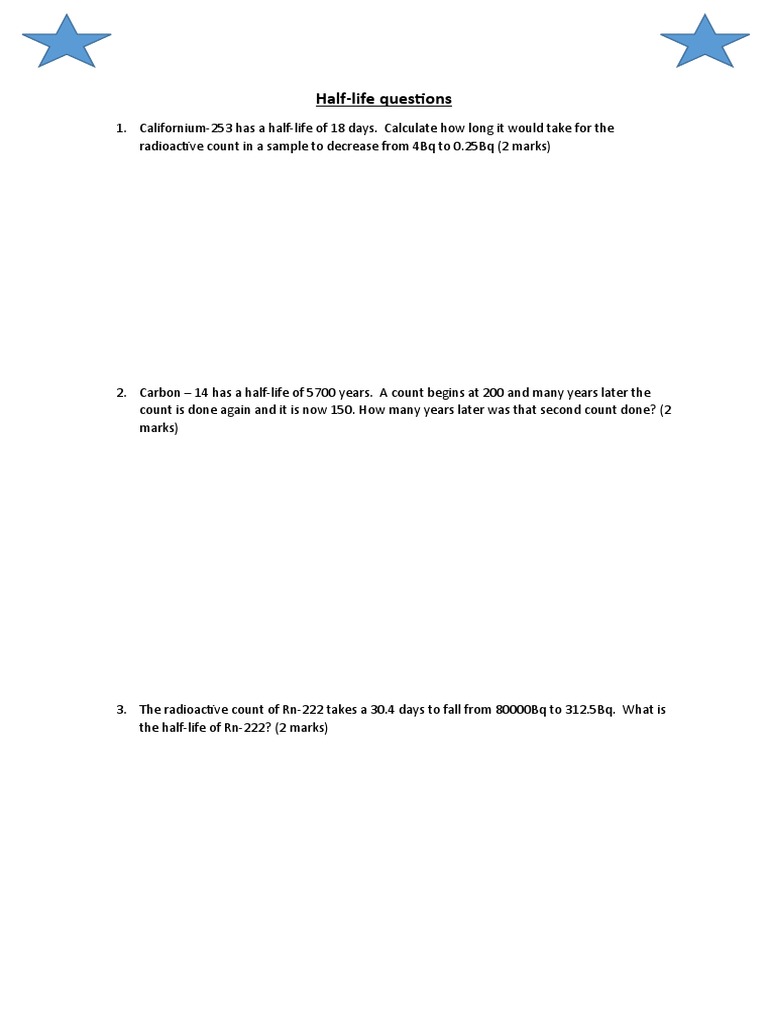 Half-Life Calculations and Radioactive Decay | PDF