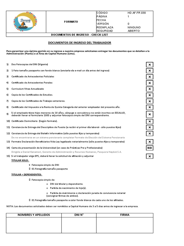 Check List de Embarque | PDF | Gobierno