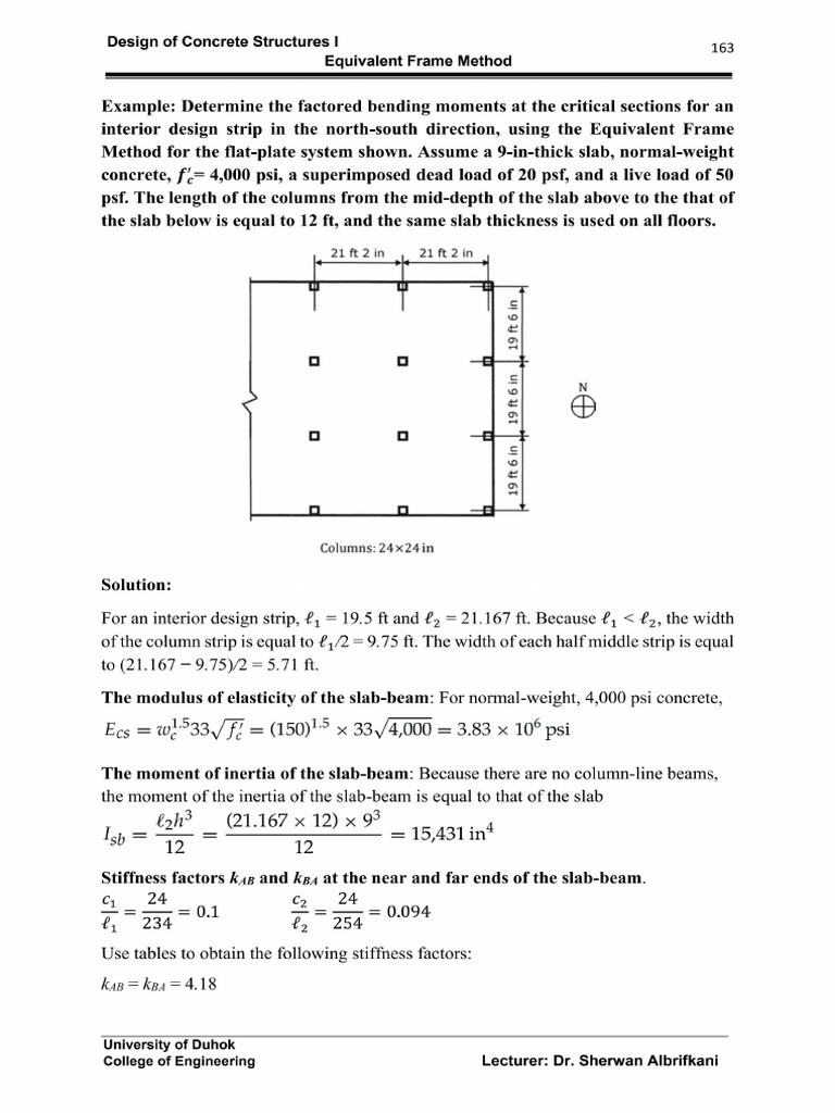 Example-1-Two-Way Slab Without Beams Analyzed by Equivalent Frame ...