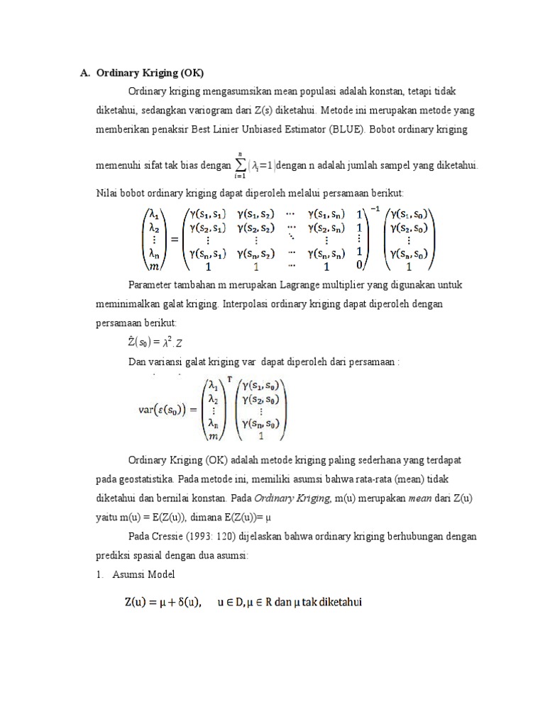 Metode Ordinary Kriging dalam Geostatistik | PDF