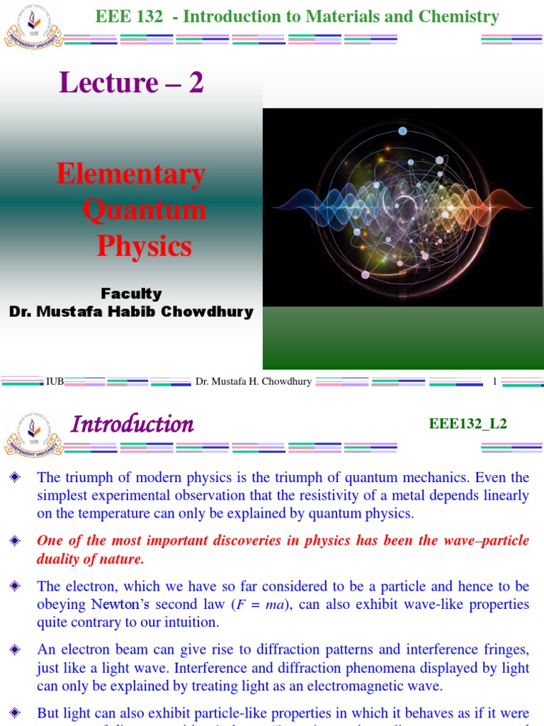 Lecture - 2: Elementary Quantum Physics | PDF | Photoelectric Effect ...