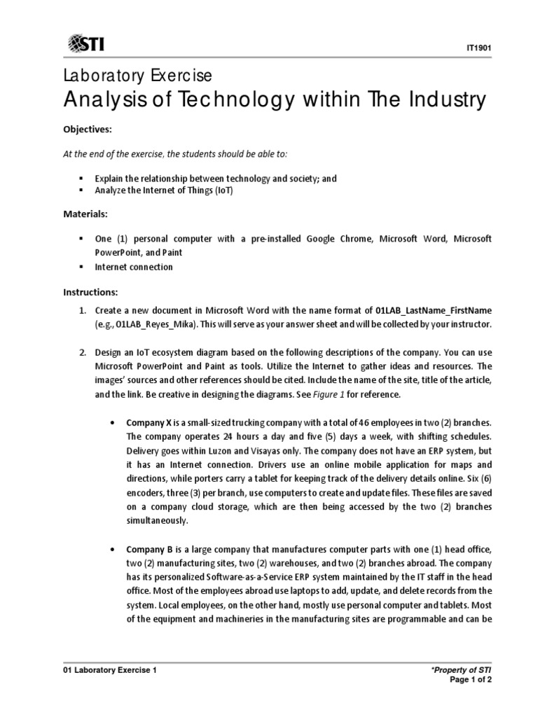 01 Laboratory Exercise 1 PDF | PDF | Internet Of Things | Internet