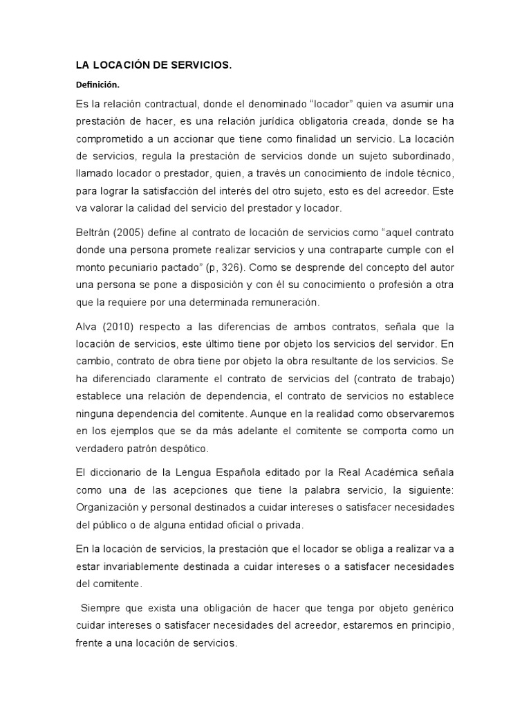 Definición de Locación de Servicios | PDF | Salario de emisión de ...