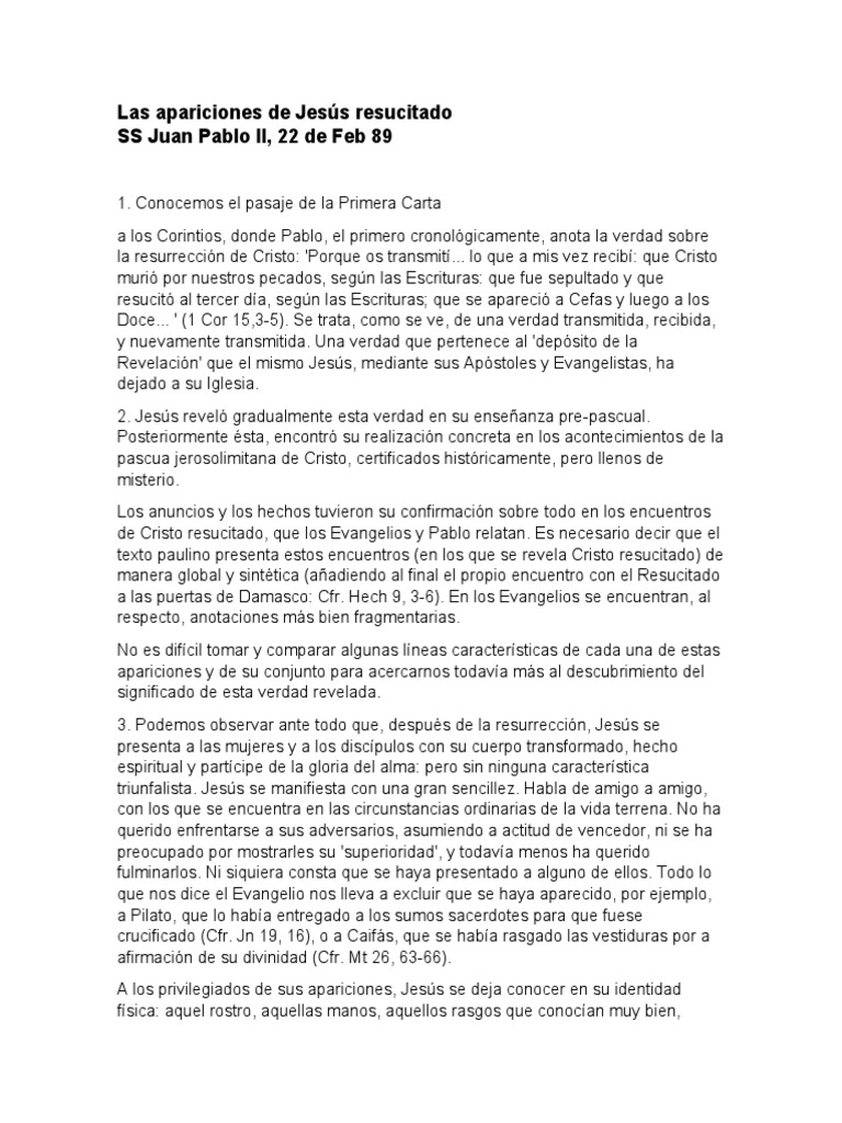 Las Apariciones de Jesús Resucitado | PDF | La resurrección de Jesús ...