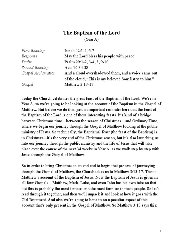The Baptism of The Lord-Year A Transcript | PDF | John The Baptist ...