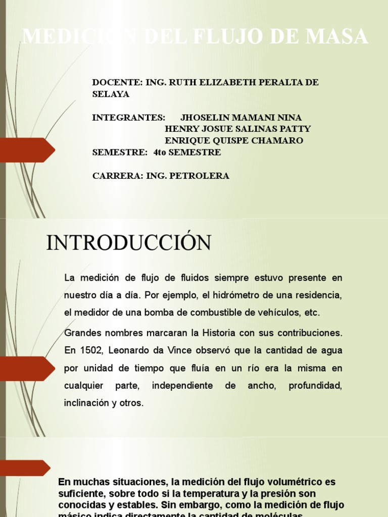 Medicion de Flujo Masico Presentacion | PDF | Presión | Gases