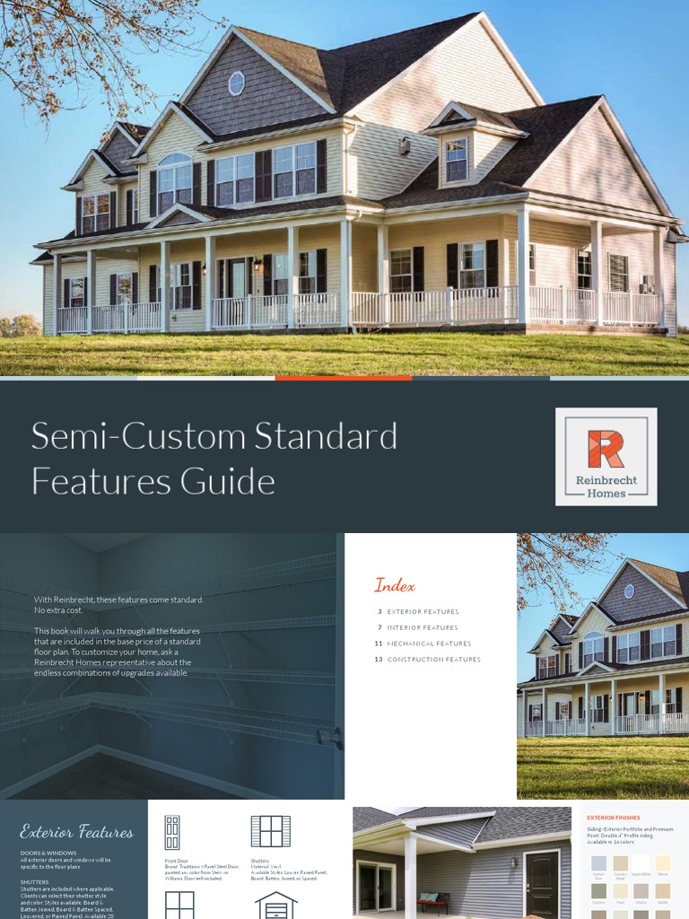 Semi Custom Standard Featues Guide | PDF | Building Insulation | Bathroom