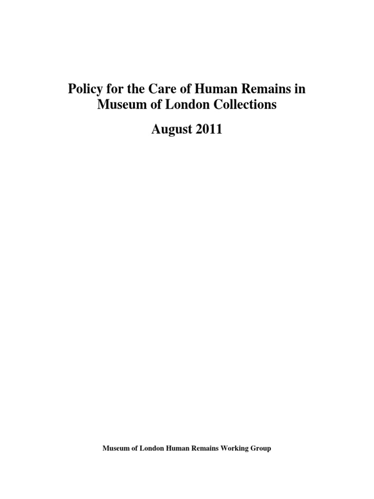 Museum of London Policy For The Care of Human Remains PDF | PDF ...