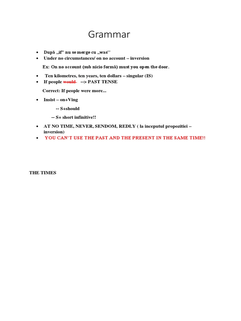 Grammar: - După ,,if" Nu Se Merge Cu ,,was'' - Under No Circumstances ...